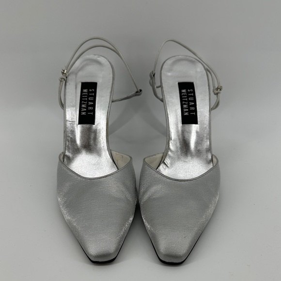 Stuart Weitzman | Shoes | Vtg 9s Stuart Weitzman Silver Slingback Heels ...